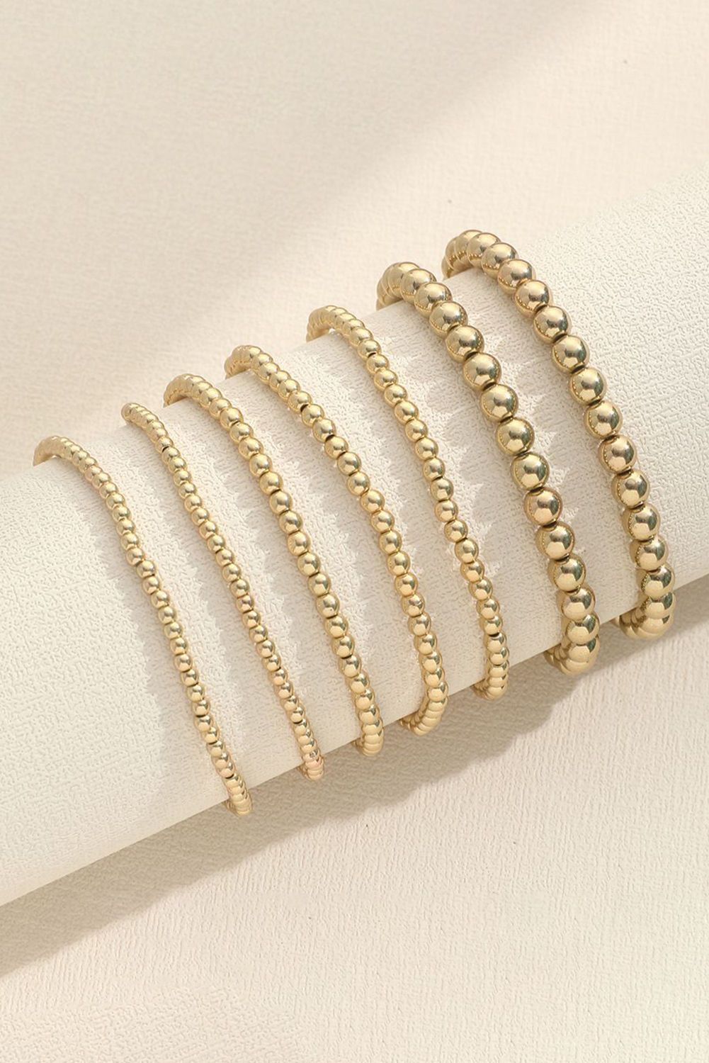 $1.98 Gold 7pcs/Set Minimalist Plated Beaded Luxury Bracelet Set Wholesale