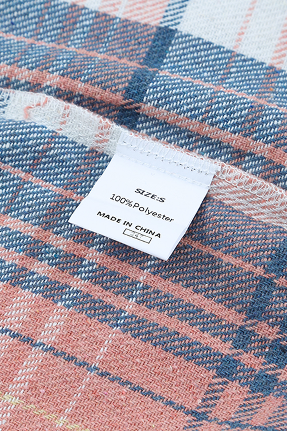 $ 9.4 - Wholesale Pink Plaid Flap Pockets Shacket