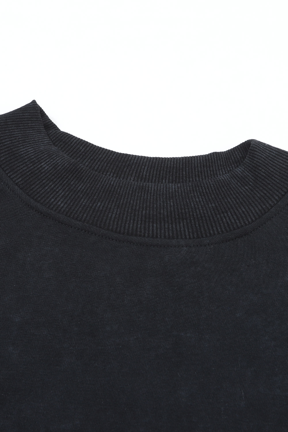 $ 8.98 - Wholesale Black Drop Shoulder Crew Neck Pullover Sweatshirt