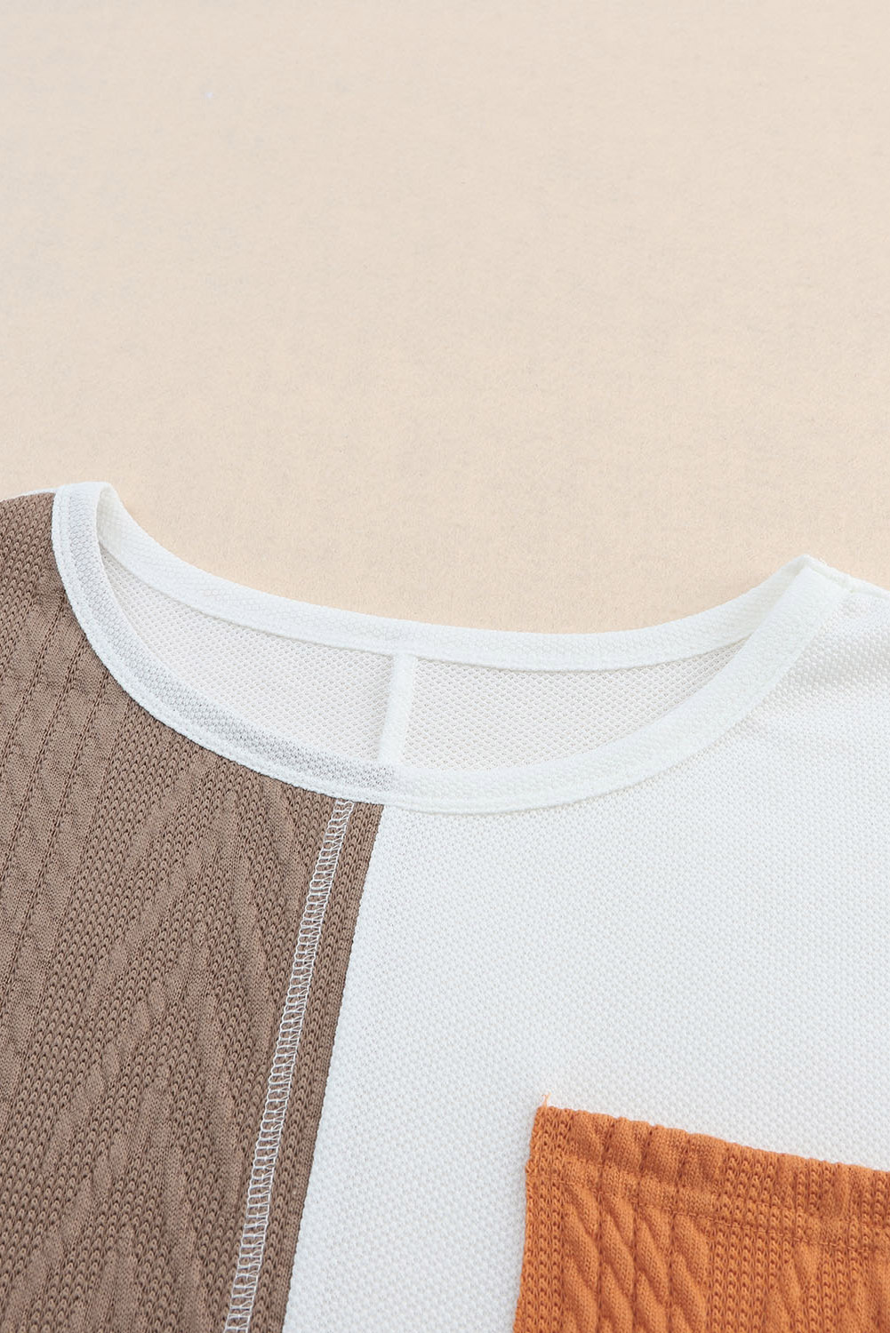 $ 6.2 - Wholesale Orange Long Sleeve Colorblock Chest Pocket Textured ...