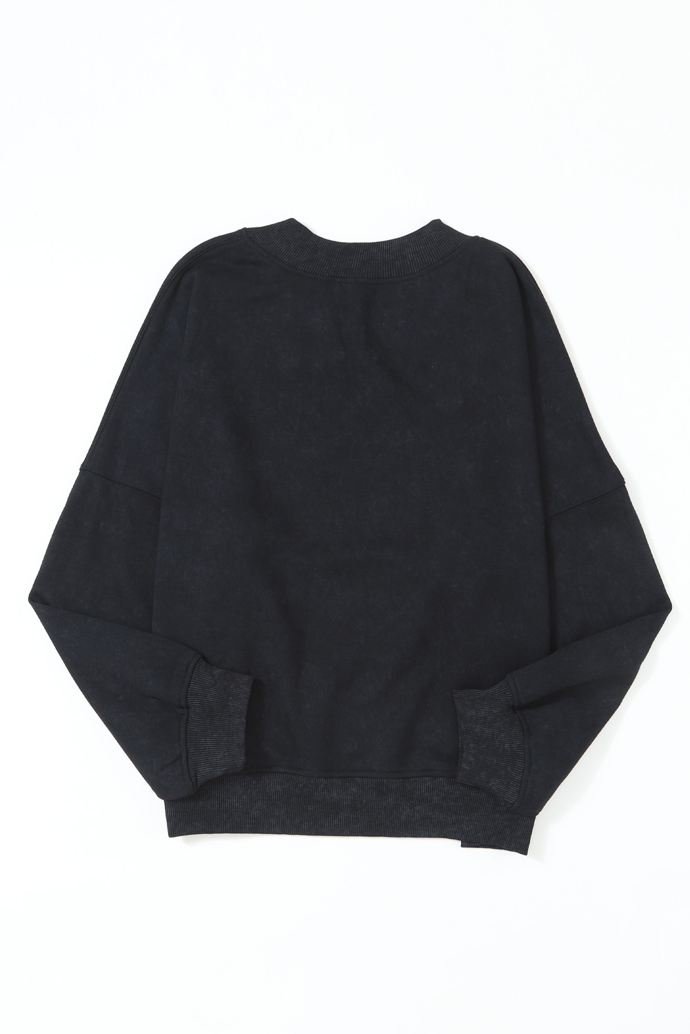 $ 8.98 - Wholesale Black Drop Shoulder Crew Neck Pullover Sweatshirt