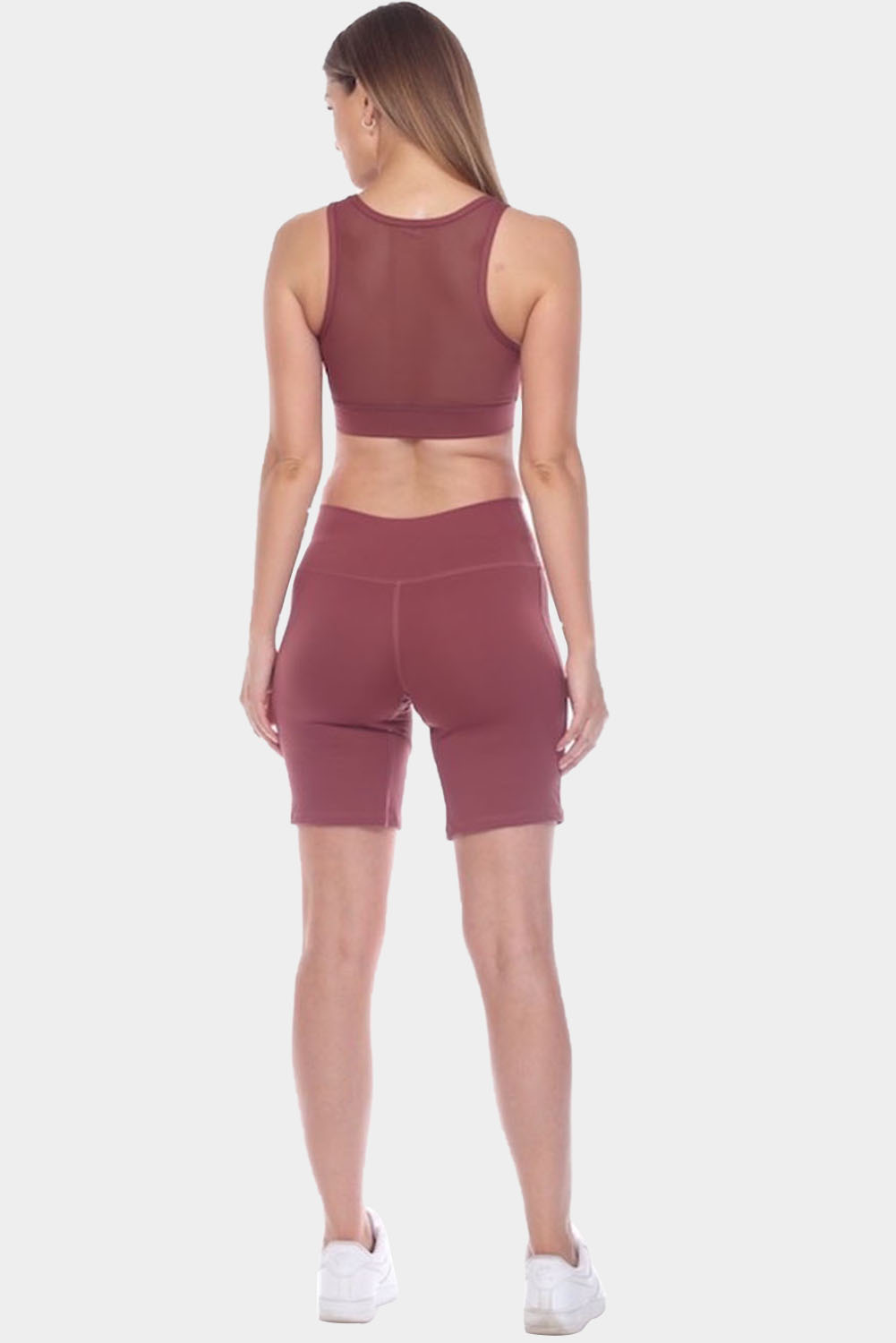 $ 8.55 - Wholesale Fiery Red Mesh Patchwork Sports Bra