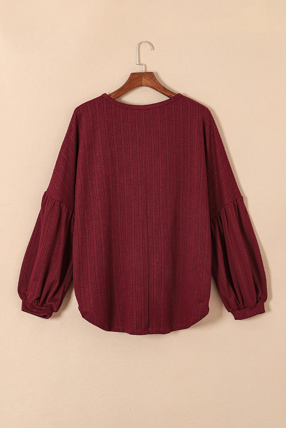 $ 6.12 - Wholesale Red Dahlia Plus Size Balloon Sleeve Textured Knit Top