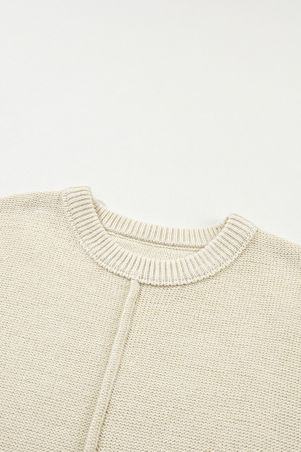 $ 7.58 - Wholesale Oatmeal Solid Color Cap Sleeve Knitted Sweater