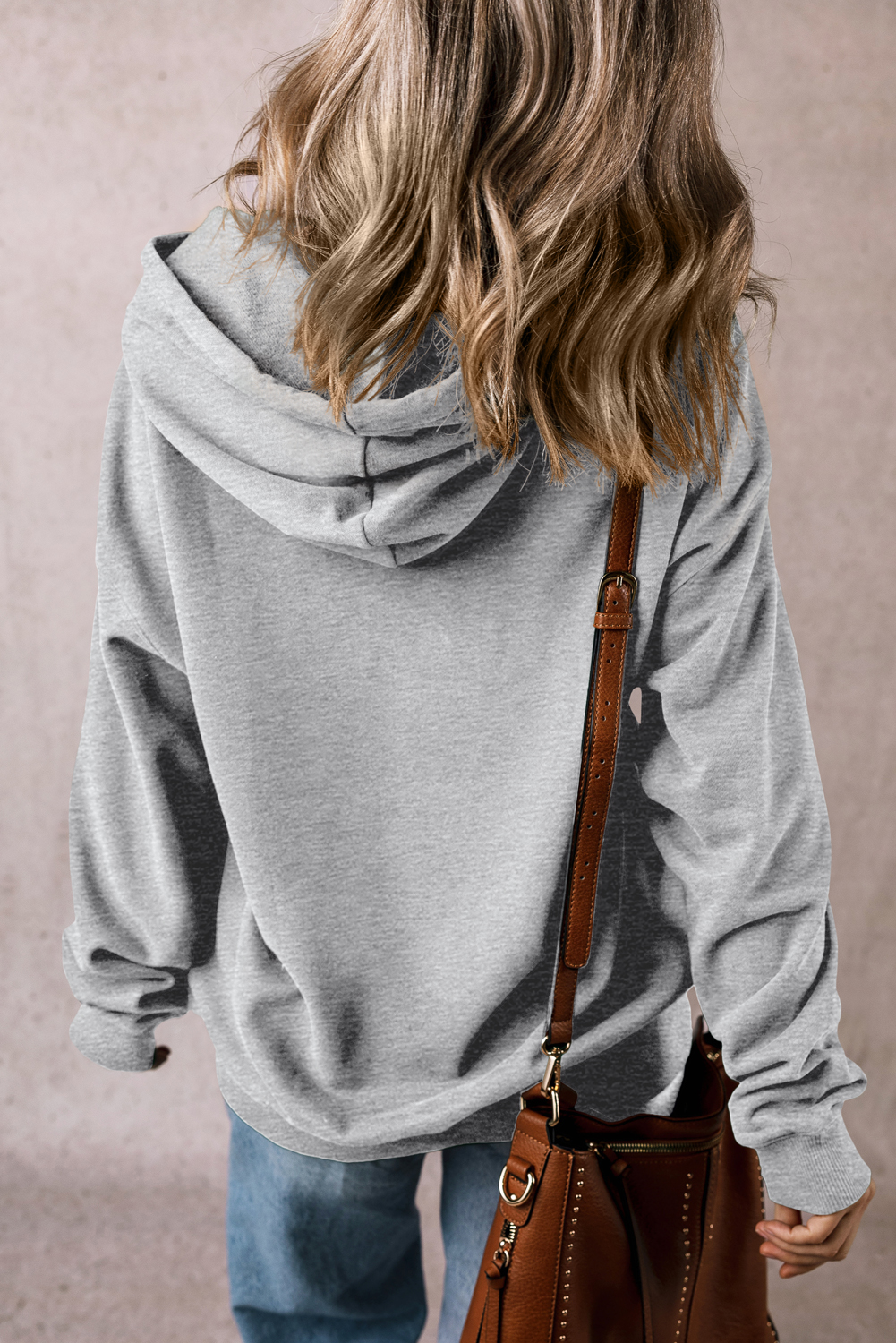 $ 9.94 - Wholesale Light Grey Fleece Lined Kangaroo Pocket Drawstring ...