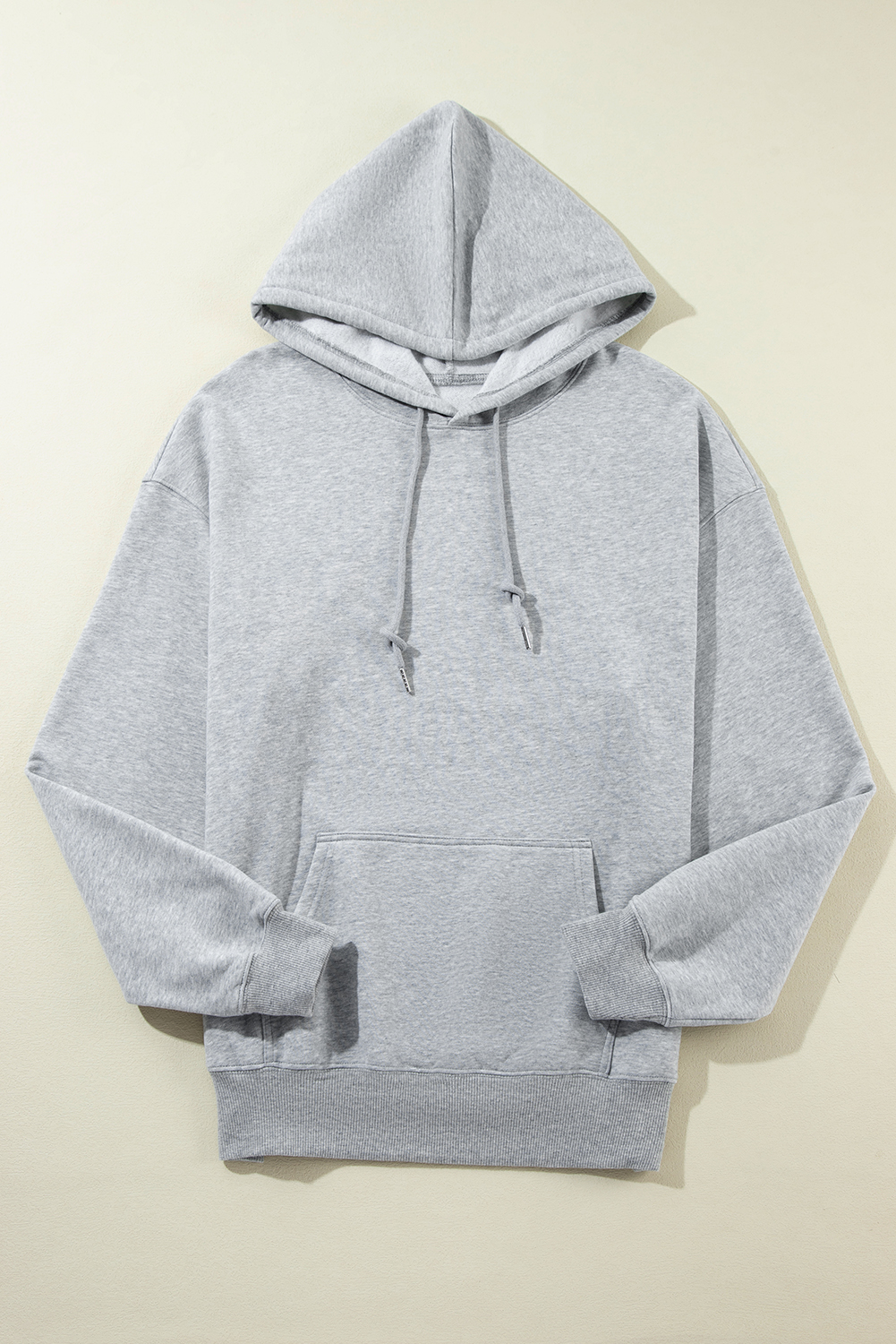 $ 9.94 - Wholesale Light Grey Fleece Lined Kangaroo Pocket Drawstring ...
