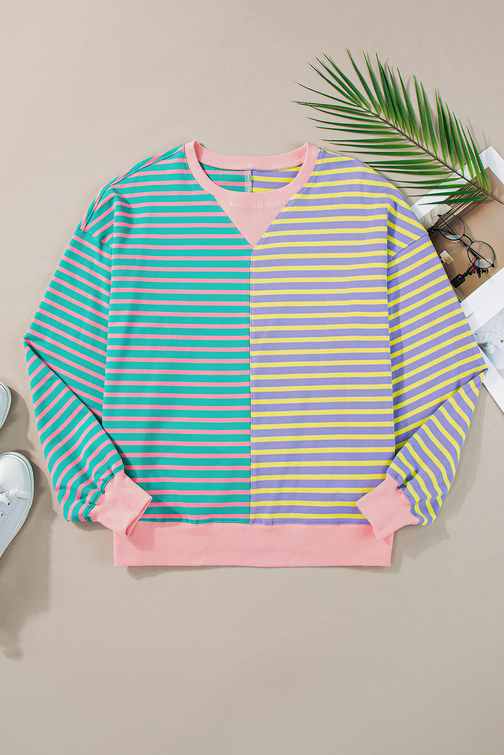 $ 8.65 - Wholesale Sky Blue Stripe Casual Stripe Colorblock Drop ...