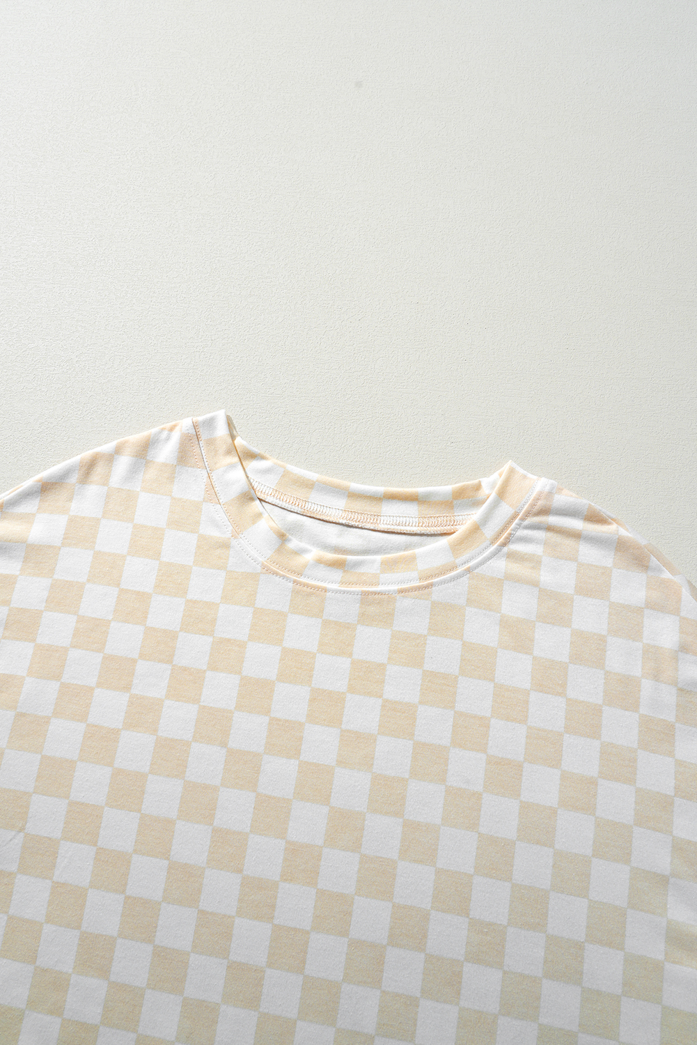 $ 9.65 - Wholesale Beige Checkered Print Long Sleeve Top and Pants ...