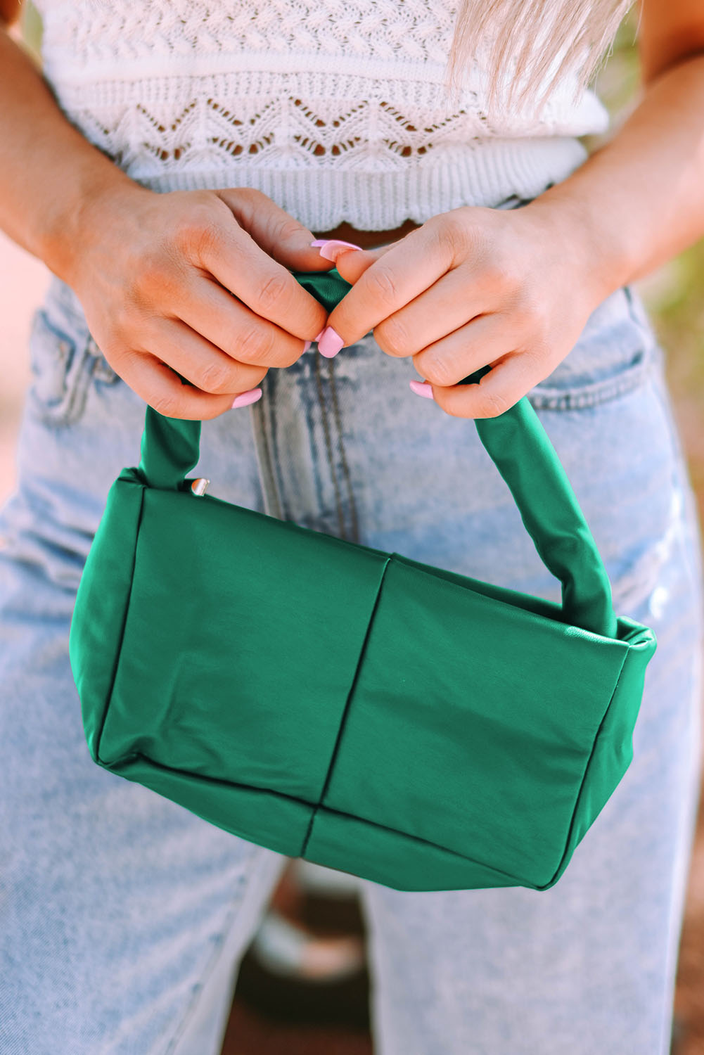 Mex$83.58 Bolso cuadrado con cremallera de cuero PU minimalista verde ...
