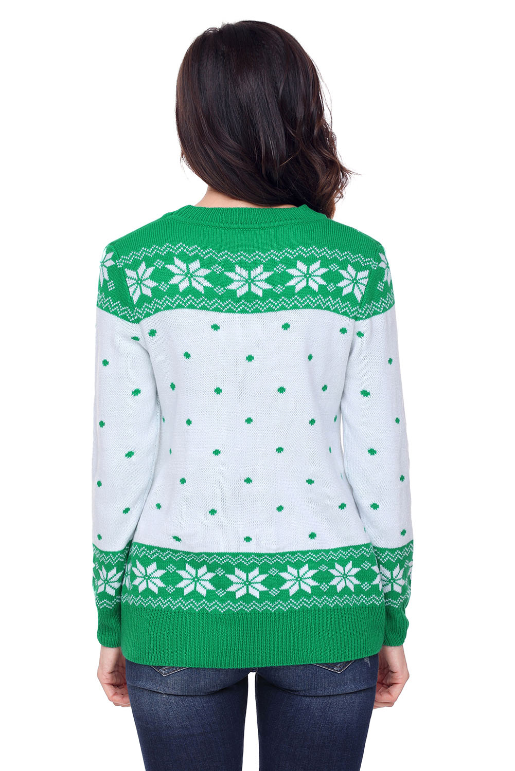 Wholesale Green White Reindeer In The Snow Christmas Jumper