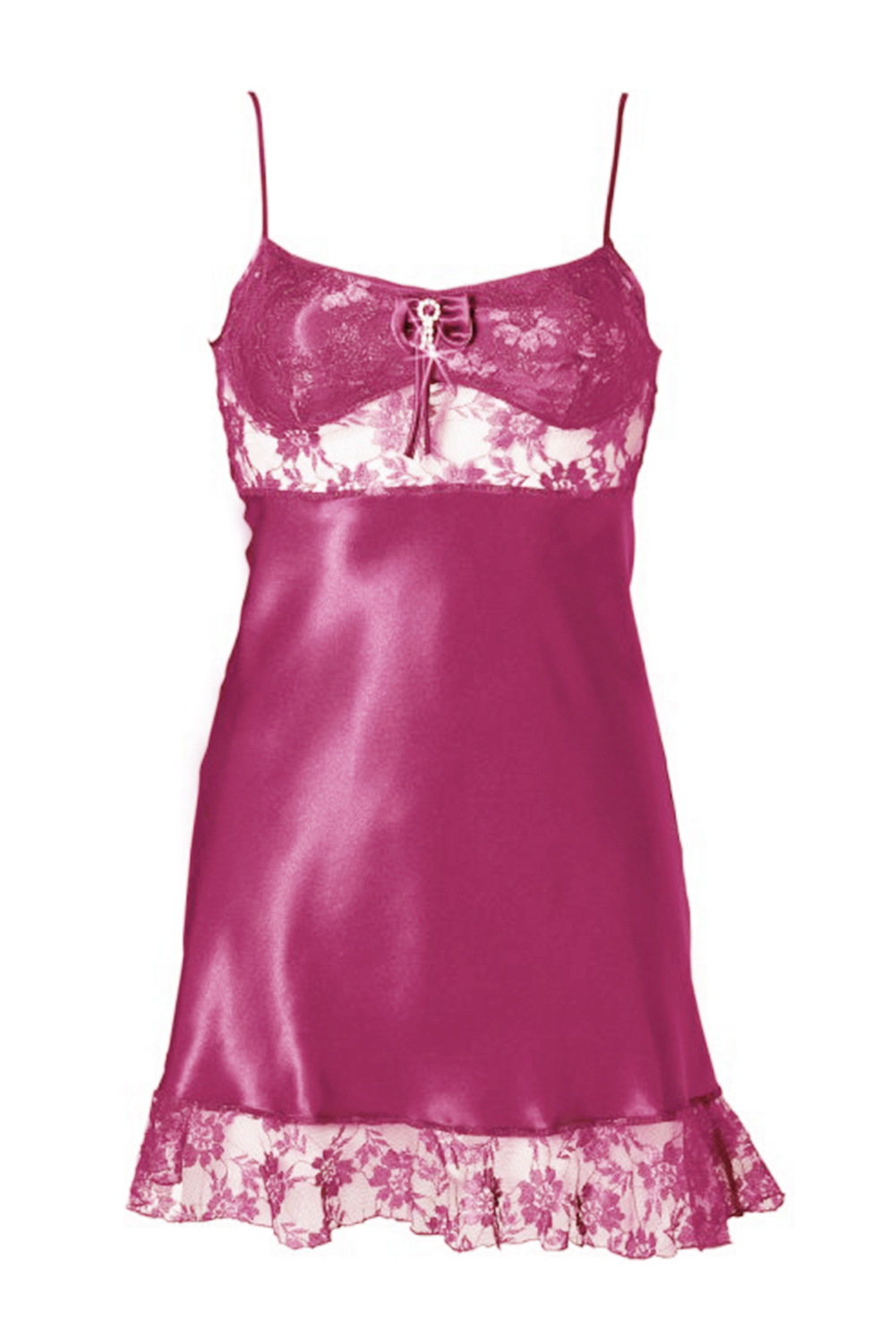 $5.9 Rose Satin Lace Negligee Babydoll Wholesale