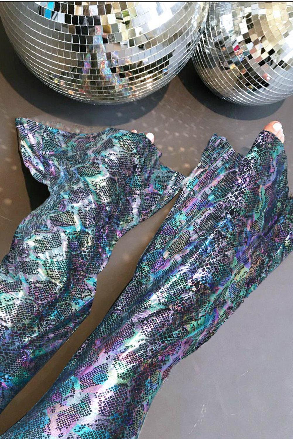 $6.2 Swim to the Sea Shiny Mermaid Flare Pants Wholesale