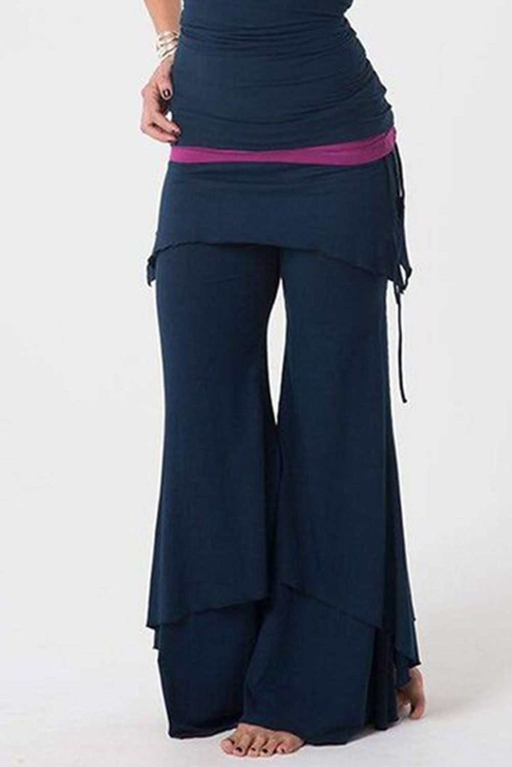 $8.98 Blue Stretch 3 Tier Flow Pants Wholesale