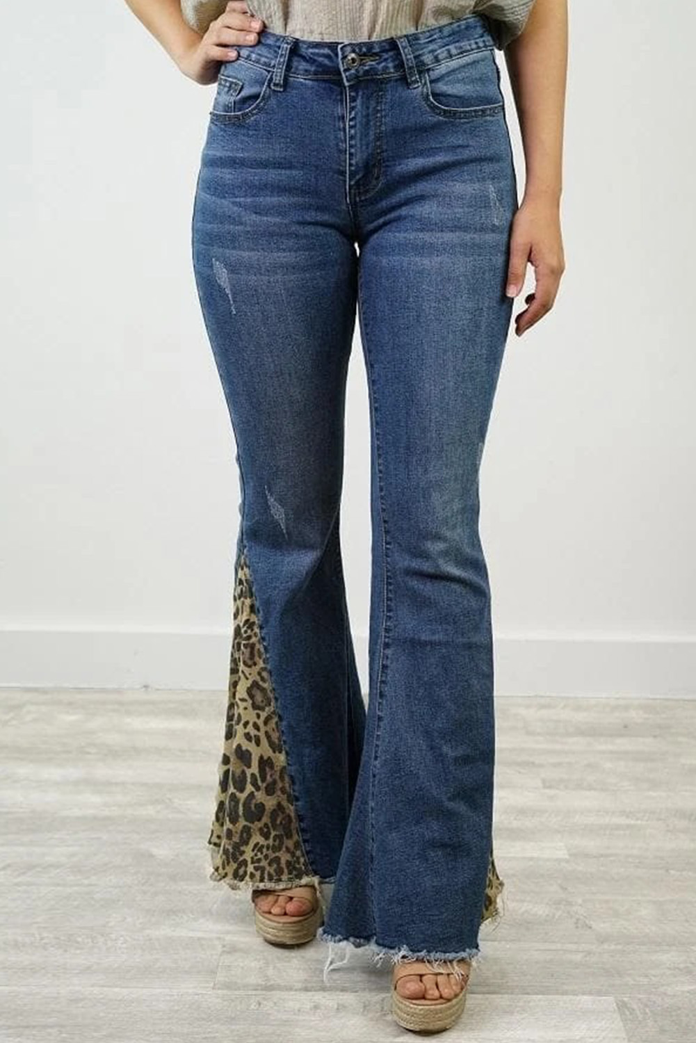 $9.9 Denim Leopard Flare Jeans Wholesale
