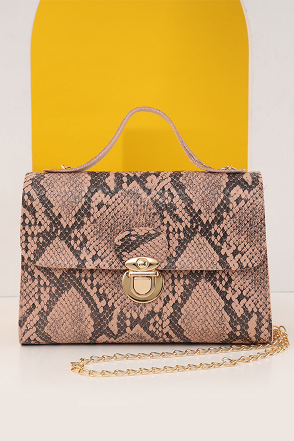 $2.98 Pink Snakeskin Print One-shoulder Chain Kelly Handbag Wholesale