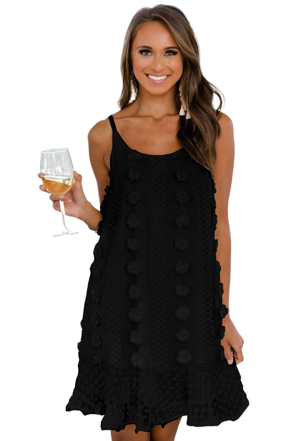 $1.99 White/Light Blue Spaghetti Straps Jacquard Ruffle Mini Dress ...