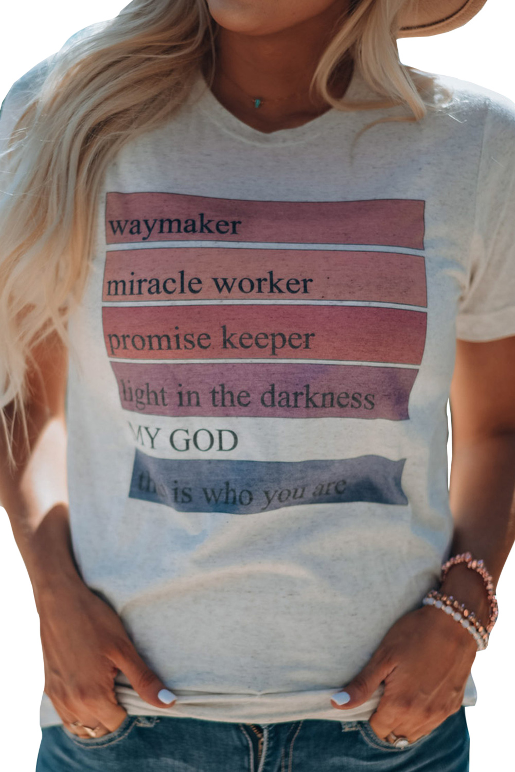 $4.98 White God Waymaker Miracle Worker Promise Keeper Graphic Tee ...
