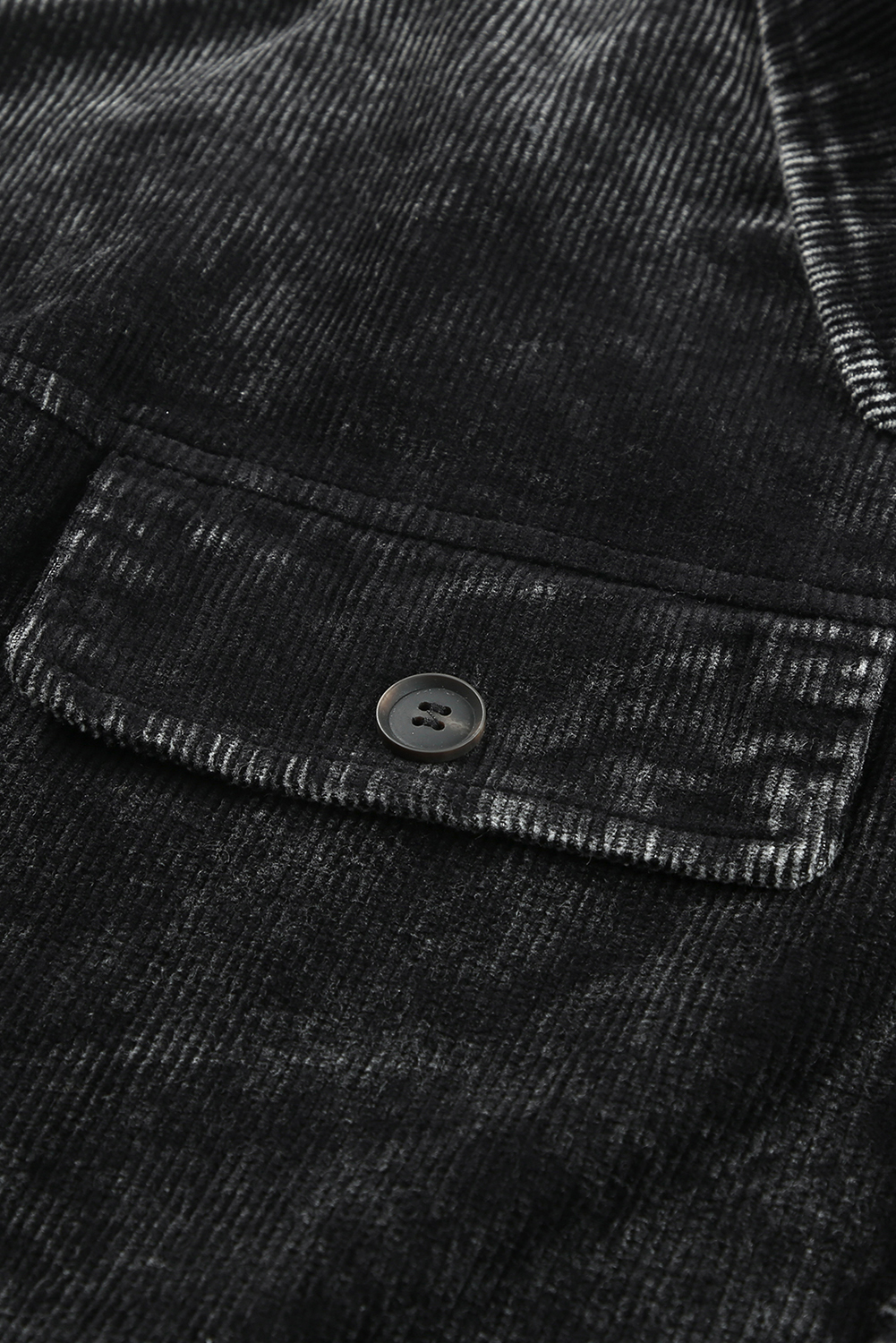 $15.5 Black Vintage Distressed Mineral Wash Oversized Shacket Wholesale