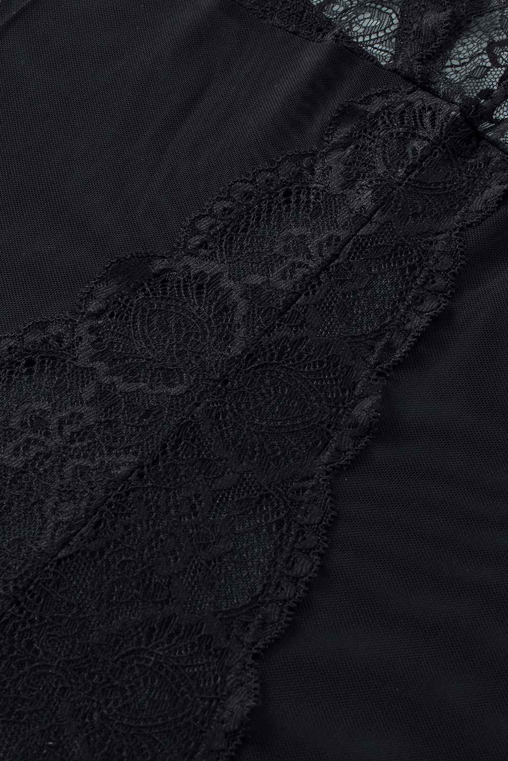 $3.4 Black Halter Floral Lace Splice Sheer Mesh Bodysuit Wholesale