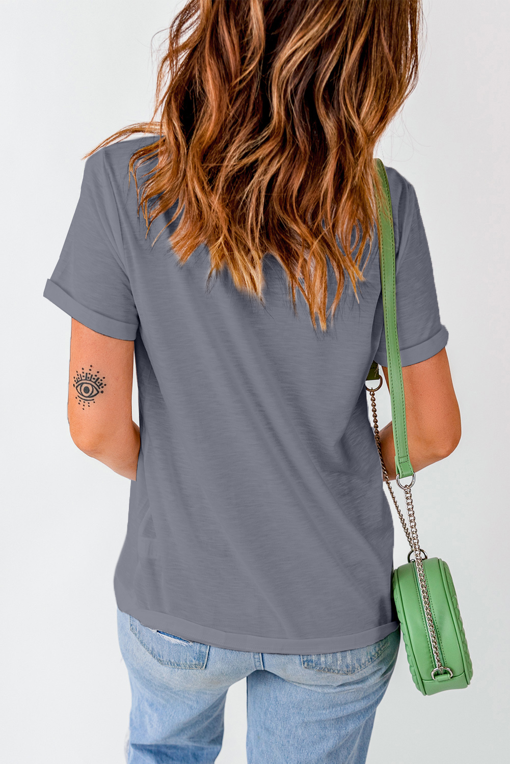 $3.98 Gray Solid Color Crew Neck Tee Wholesale