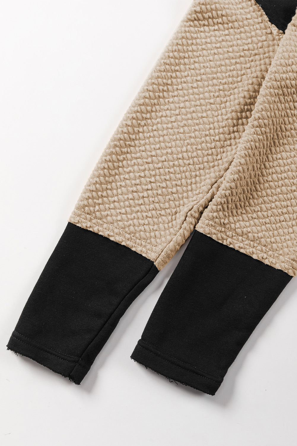 $9.56 Black Contrast Sleeves Patchwork Colorblock Hoodie Wholesale