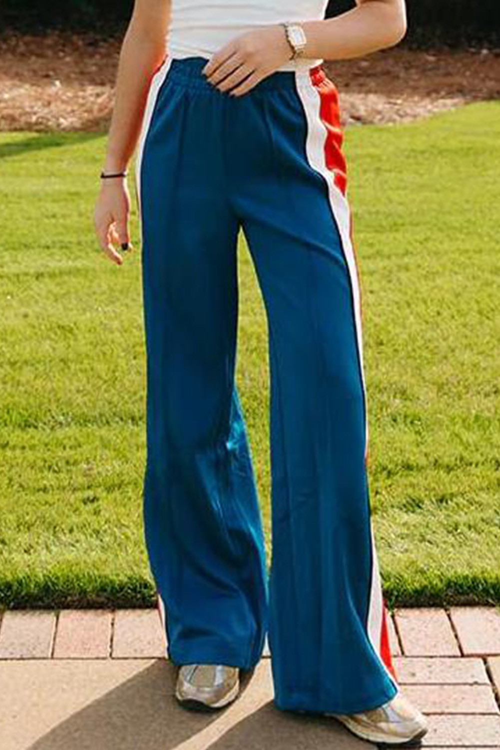 $7.29 Sail Blue Colorblock Stripe Track Pants Wholesale