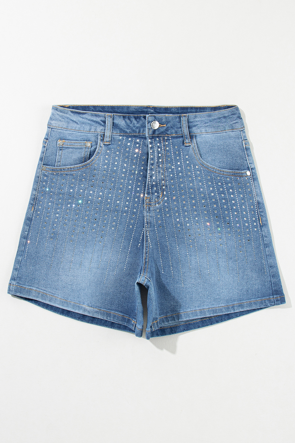 $10.7 Ashleigh Blue Rhinestone Embellished Denim Shorts Wholesale