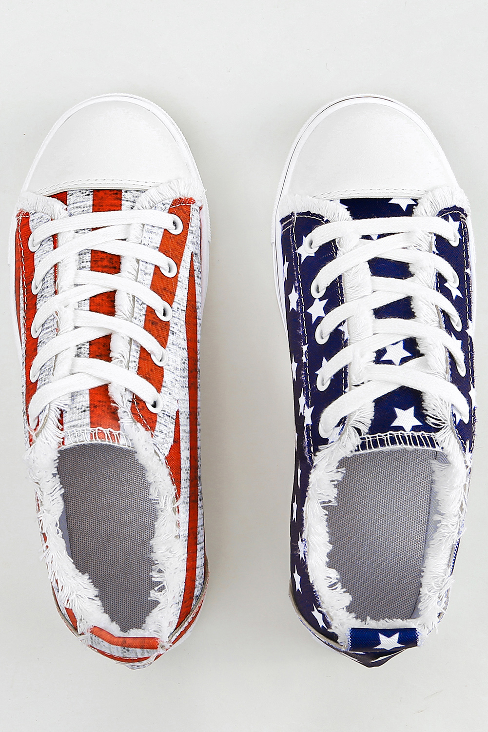 $7.98 Blue American Flag Lace-up Canvas Flat Shoes Wholesale