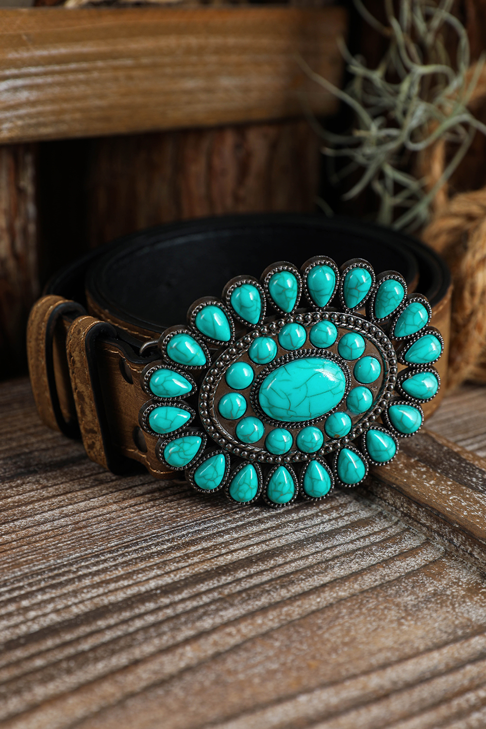 $3 Light Blue Western Turquoise Decor Retro Wide Belt Wholesale