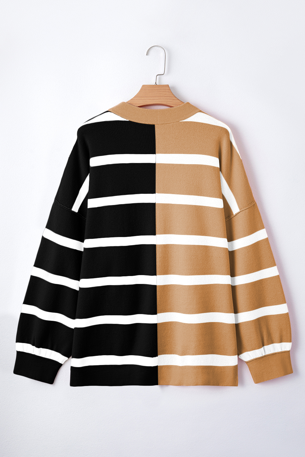 $11.1 Light French Beige Colorblock Oversized Sweater Wholesale