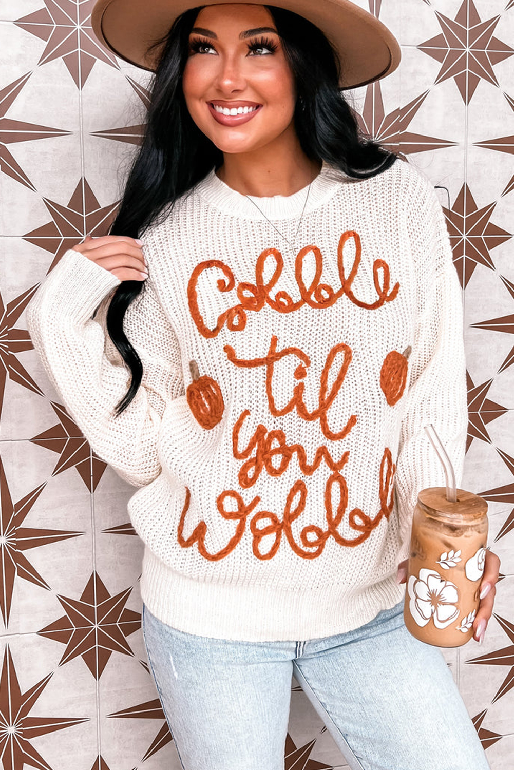 $11.7 White Gobble Til You Wobble Pop Up Crochet Plus Size Sweater ...
