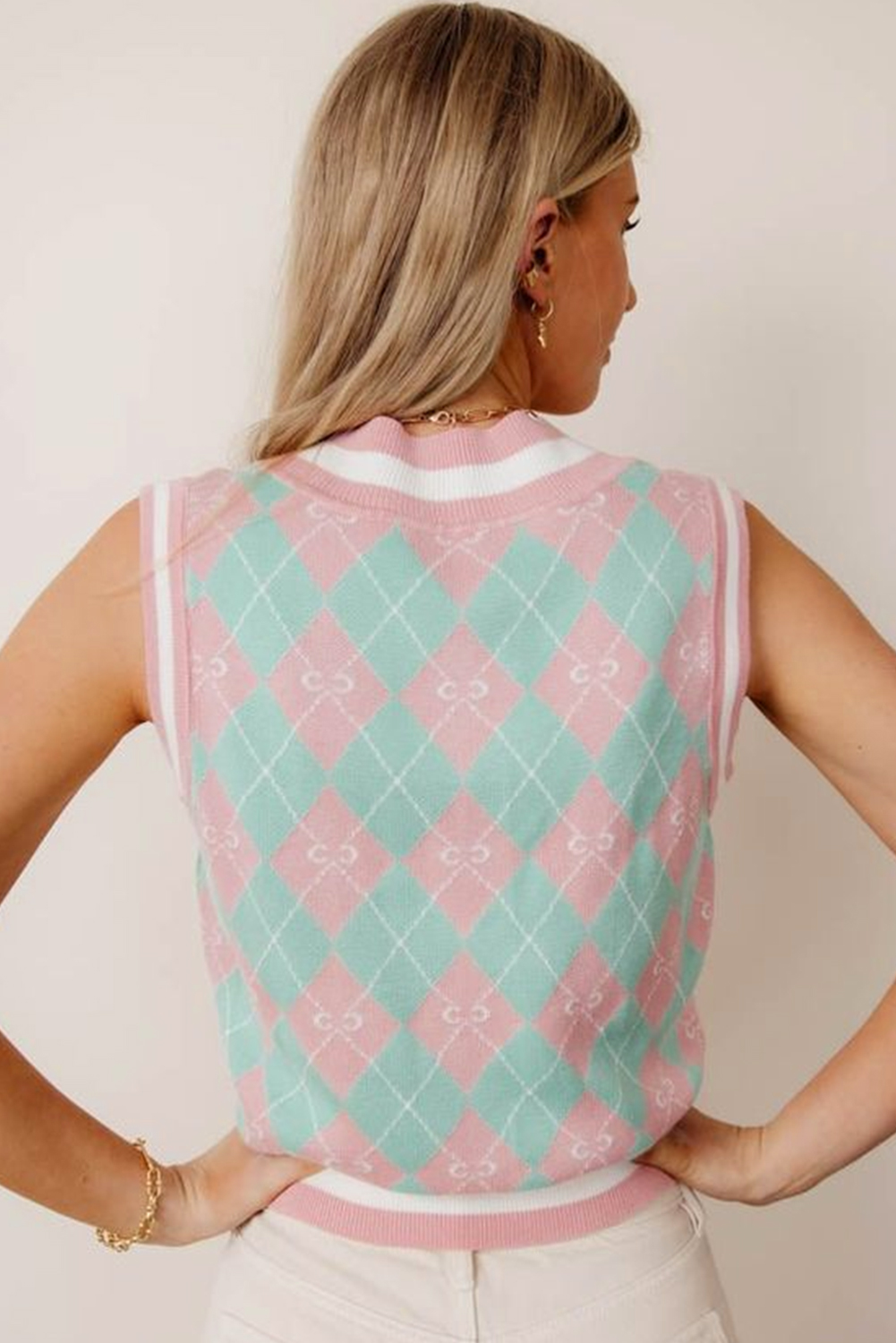 $7.4 Moonlight Jade Bow Tie Embellished Vest Vest Wholesale
