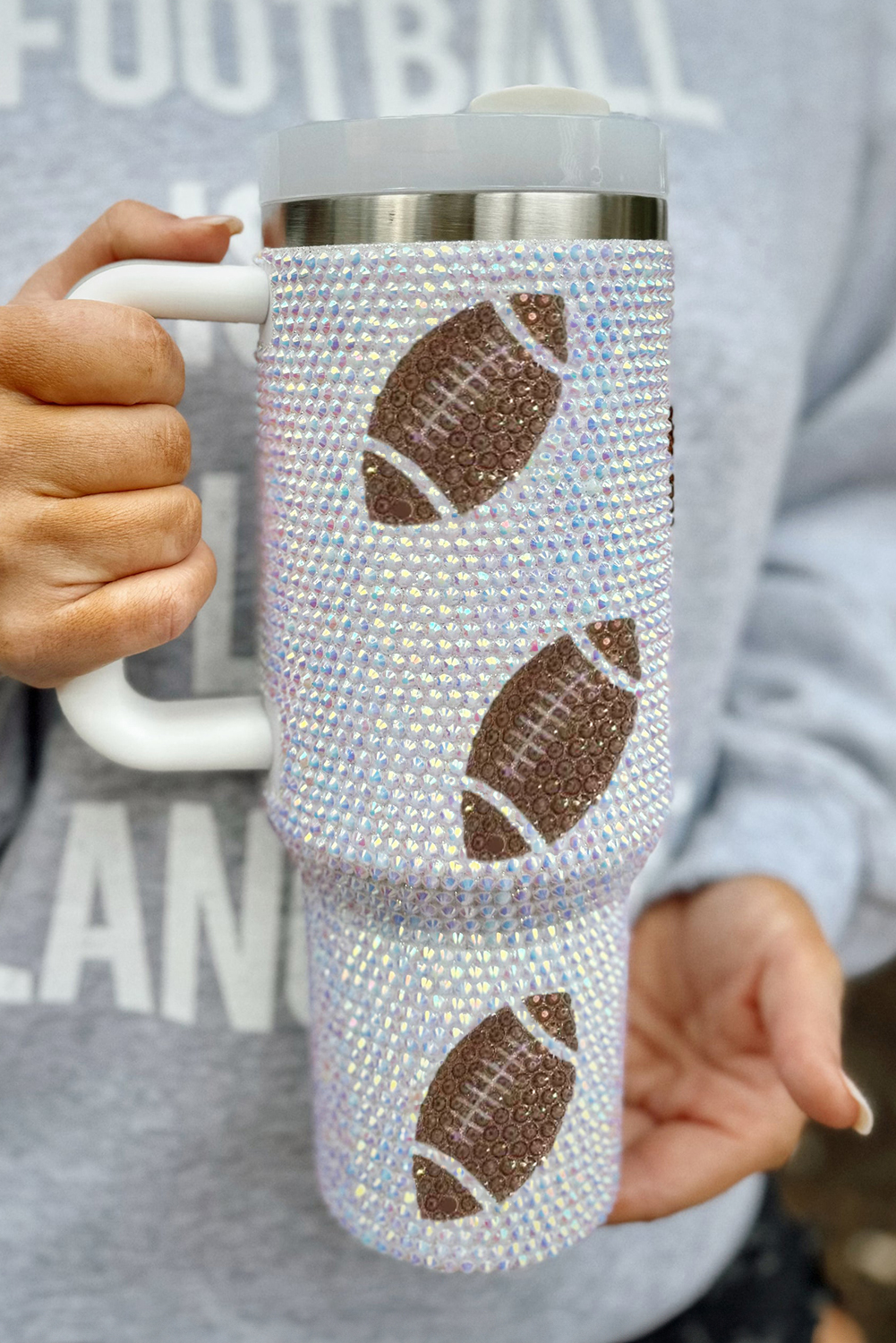 $10.83 White Game Day Rugby Football 40oz Tumbler Wholesale