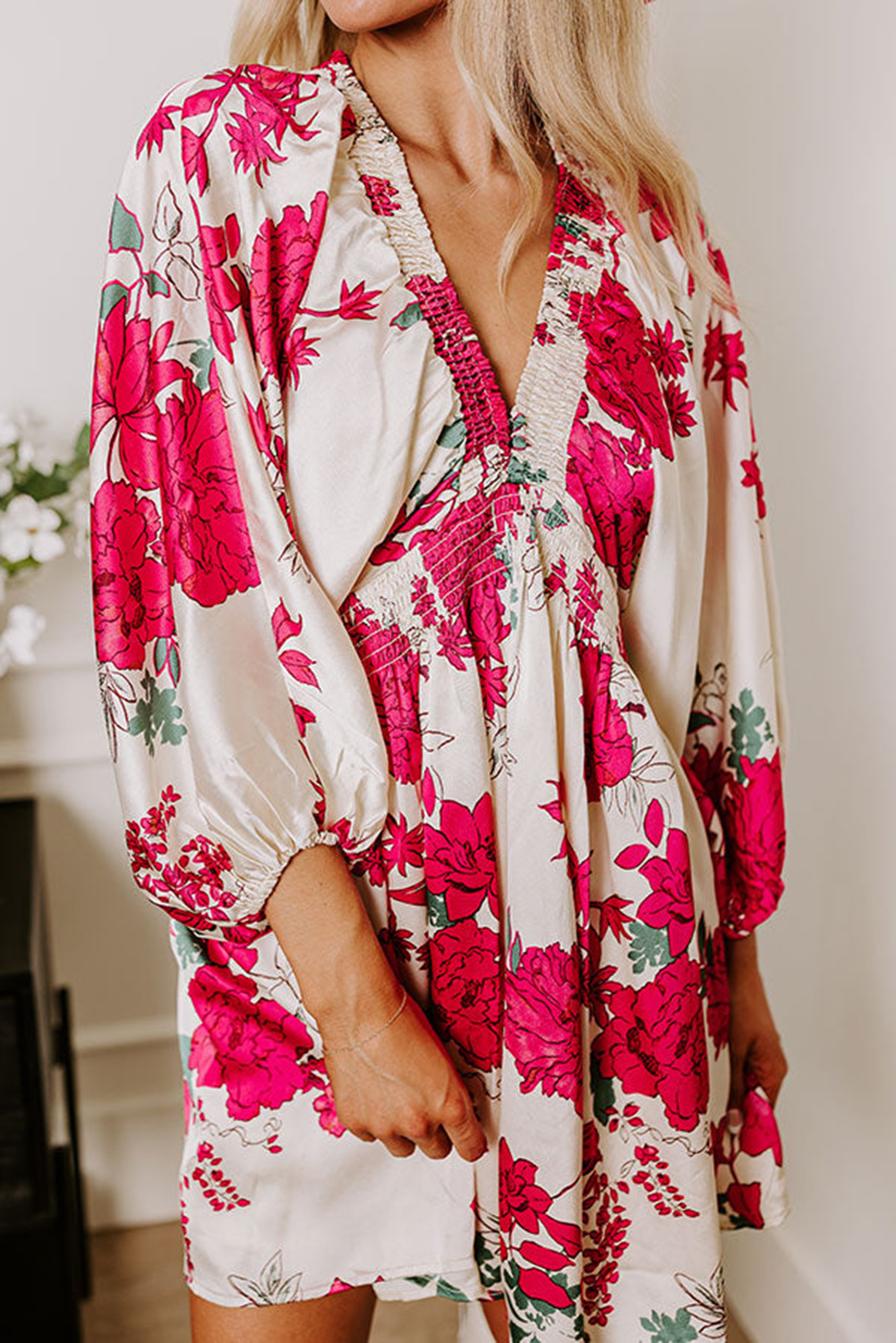 $11.29 Rose Botanical Bliss Satin Mini Dress in Black Wholesale