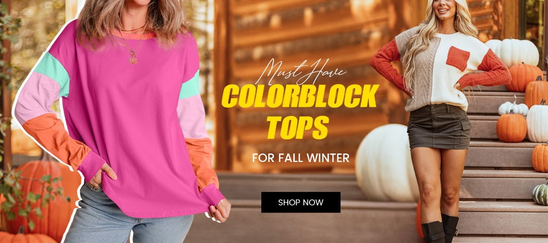 Wholesale Colorblock Tops for Fall Winter