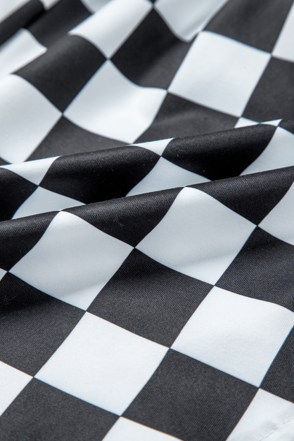 $4.35 Black Checkered Print High Waist Casual Shorts Wholesale