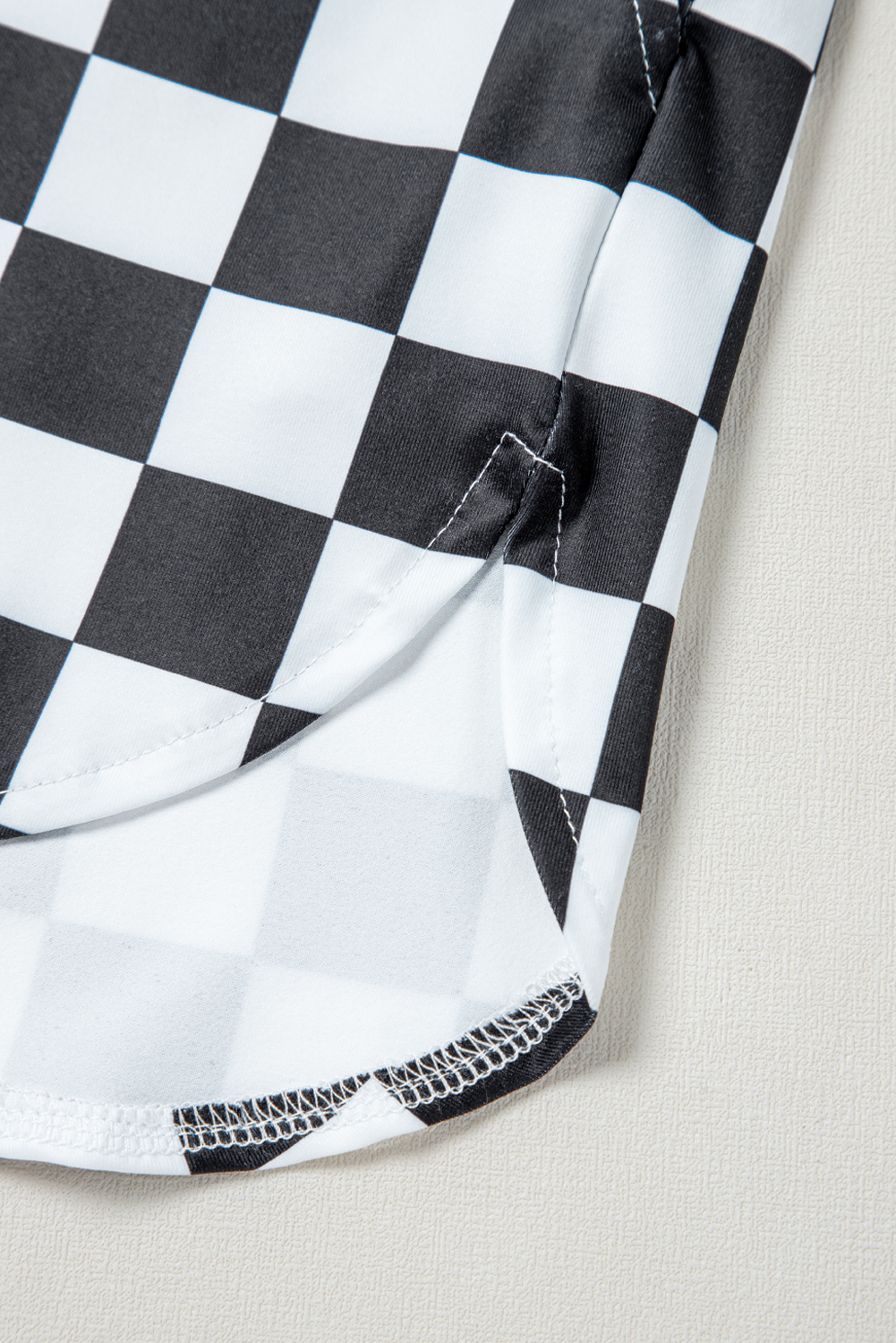 $4.35 Black Checkered Print High Waist Casual Shorts Wholesale