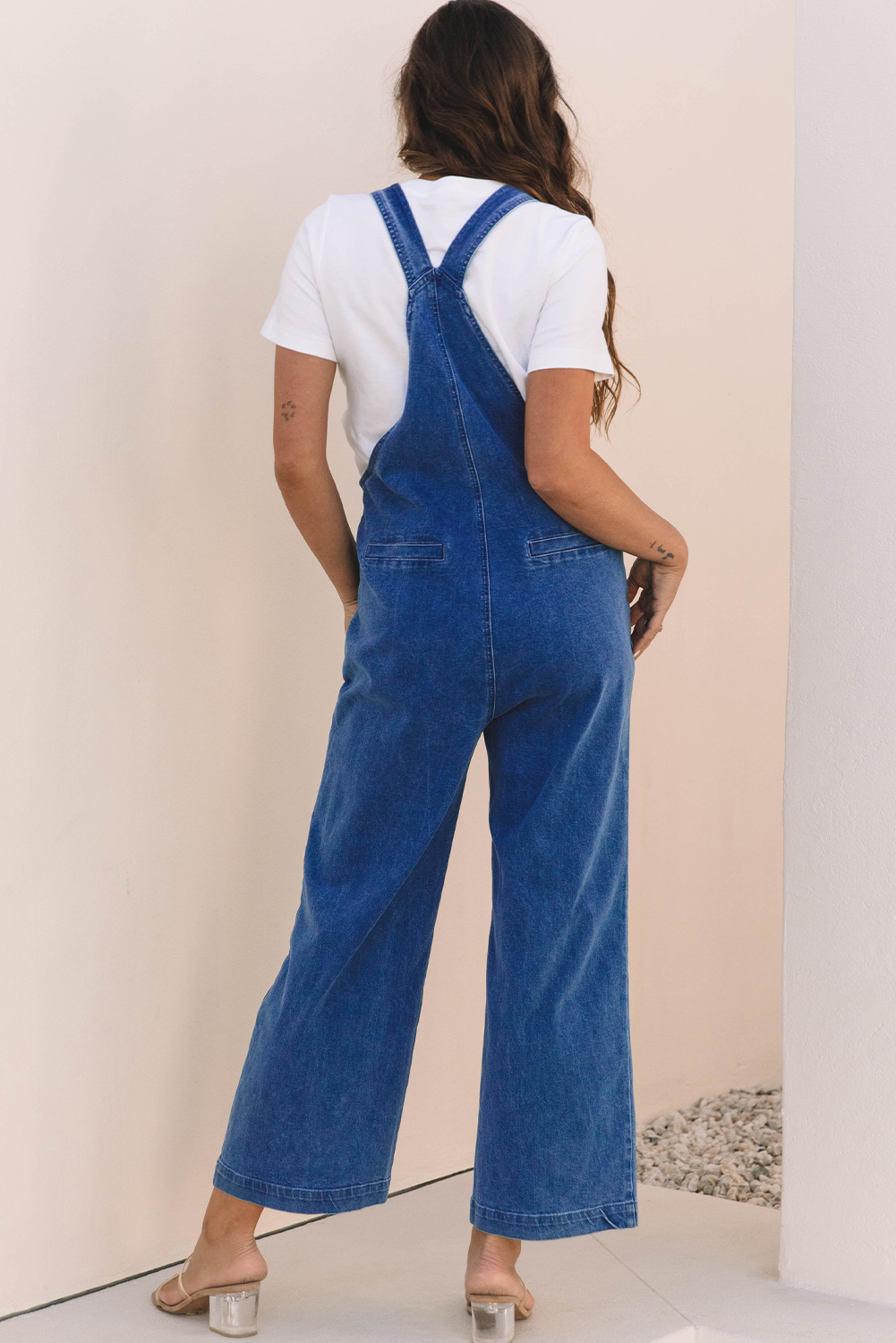 $12.4 Prussian Blue Mineral Wash Knotted Strap Patched Pocket Wide Leg ...