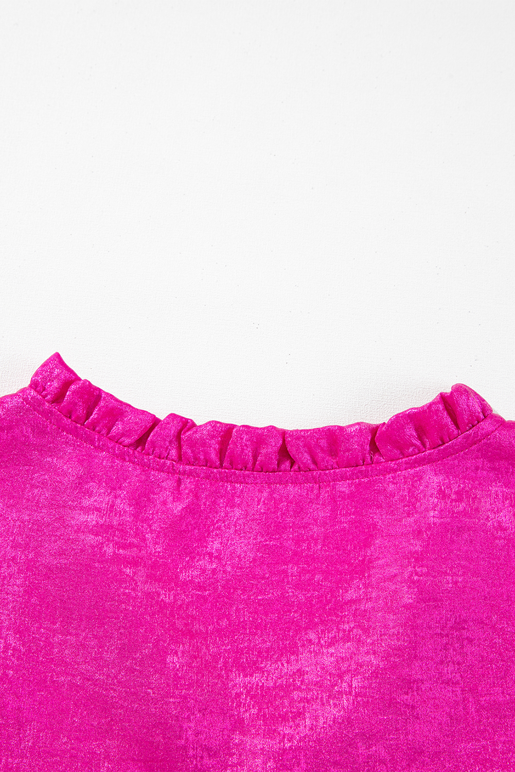 $8.95 Rose Red Metallic Frilled V Neck Puff Sleeve Babydoll Blouse ...