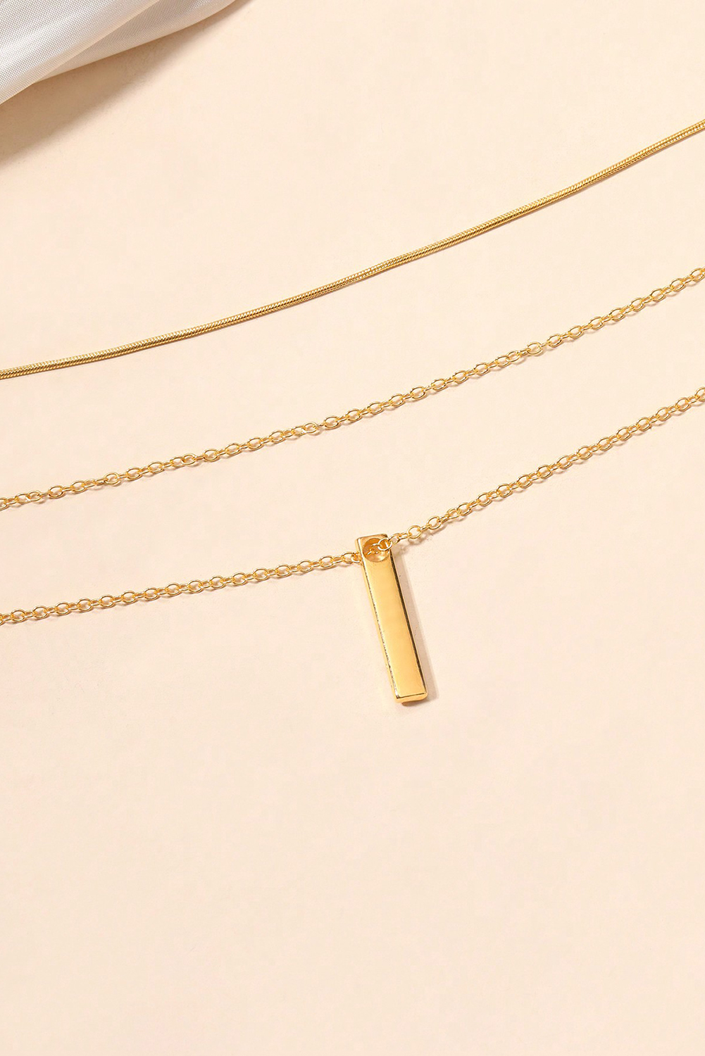$1.55 Gold Bar Pendant Layered Adjustable Chain Necklace Wholesale