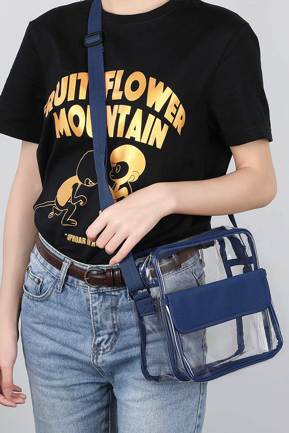 $4.95 Dark Blue PVC Patchwork Adjustable Strap Square Crossbody Bag ...