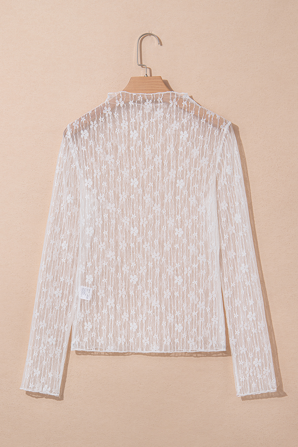 $3.85 White Sheer Floral Lace Long Sleeve Slim Fit Top Wholesale