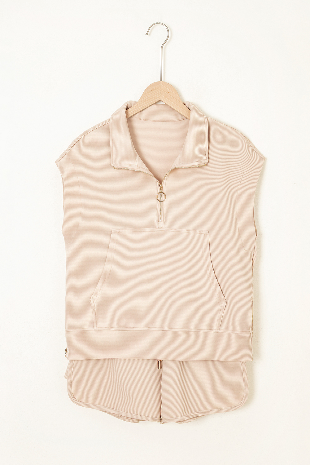 $12.65 Parchment Textured Half Zip Kangaroo Pocket Top Drawstring ...