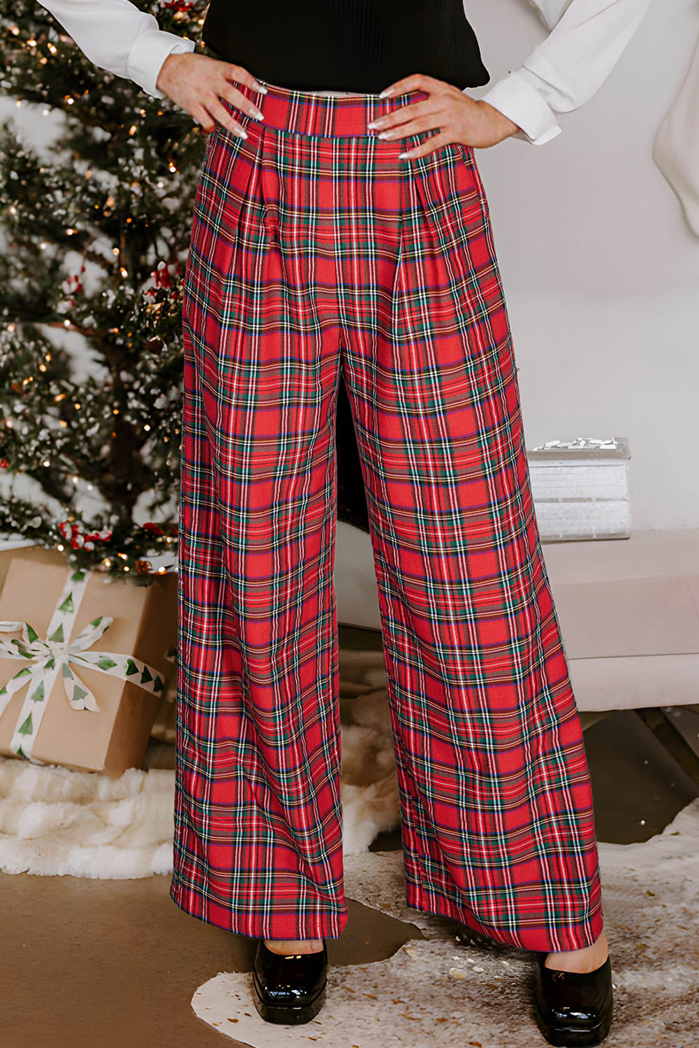 Stunning Wide Leg Plaid Trousers Pictures