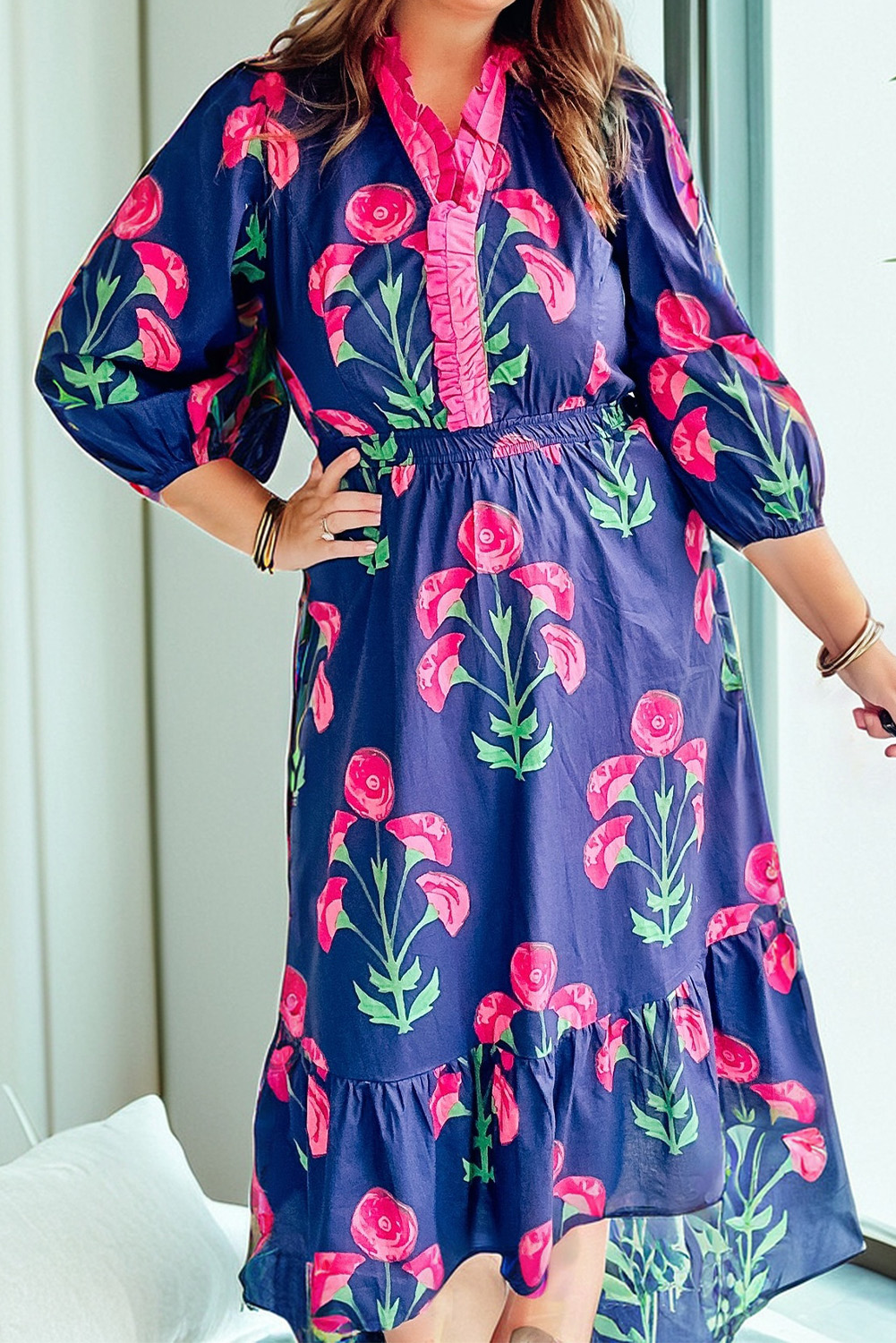 $15.25 Blue /products/navy-pink-floral-midi Wholesale