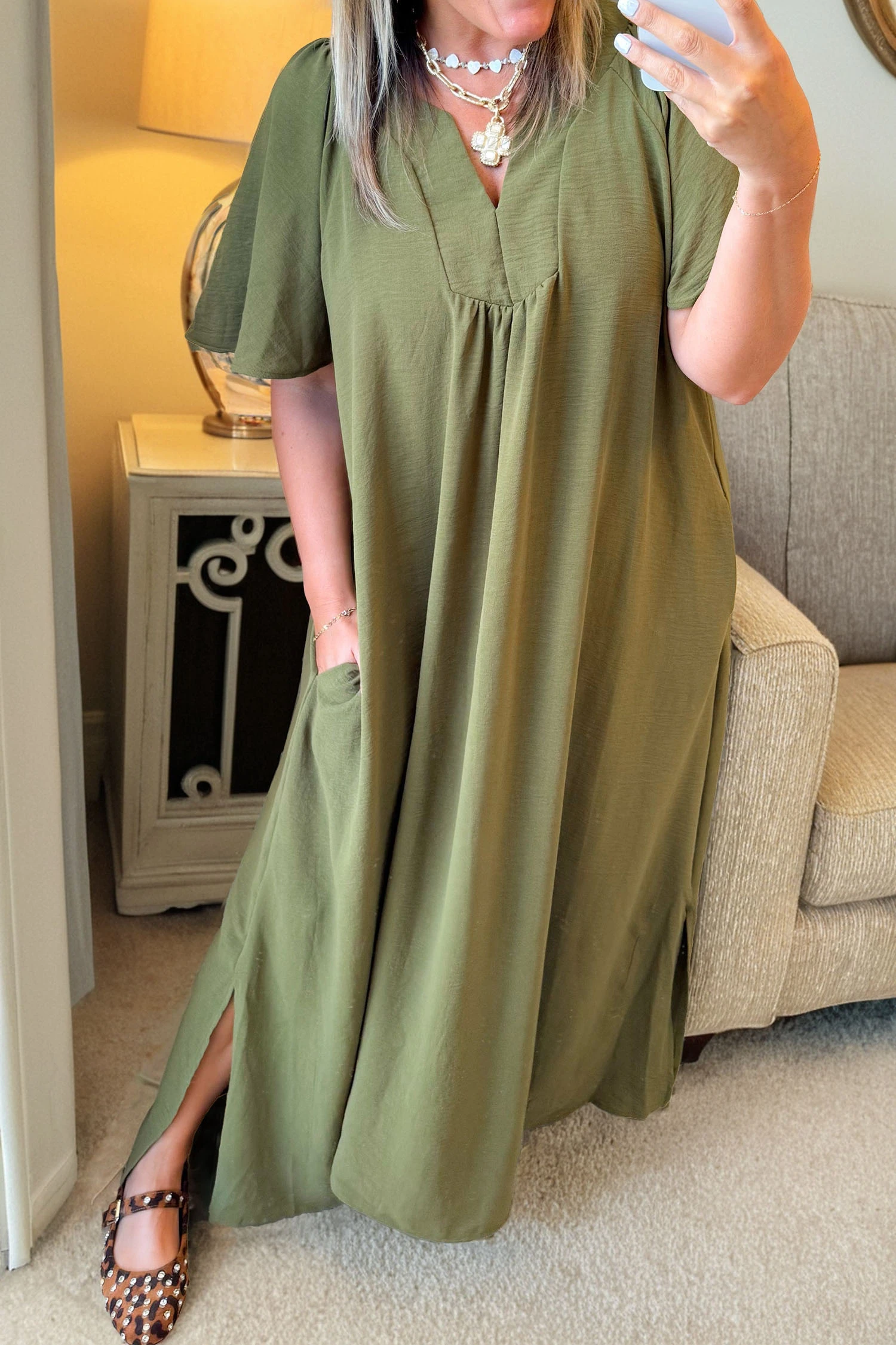 $14.02 Four Leaf Clover Plus Size Solid Color Notched Neck Short Sleeve ...