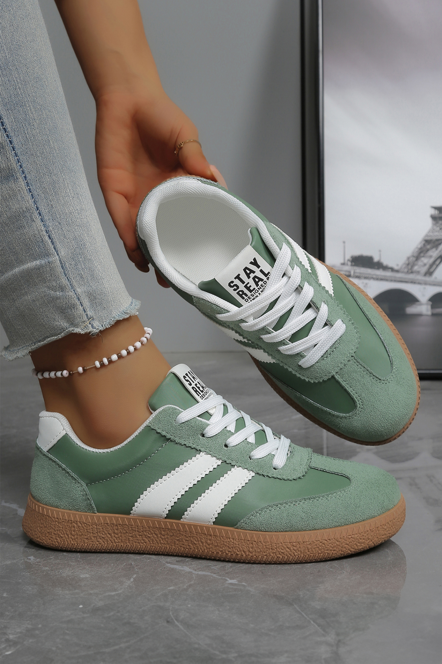 $8.13 Ashleigh Blue Varsity Color Block Patchwork PU Leather Lace Up ...
