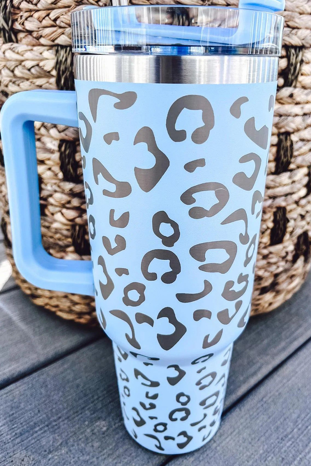$ 14.7 - Sky Blue Leopard Spotted 304 Stainless Double Insulated Cup ...