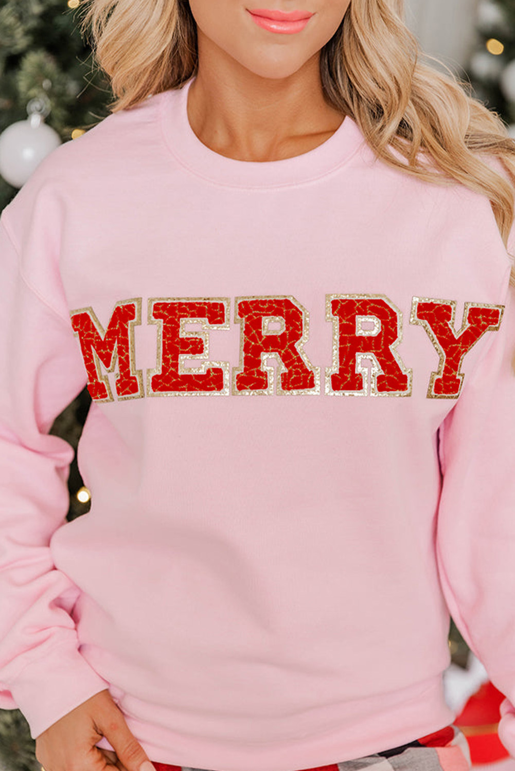 $ 13.43 - Pink MERRY Graphic Pullover Sweatshirt - ds.dear-lover.com