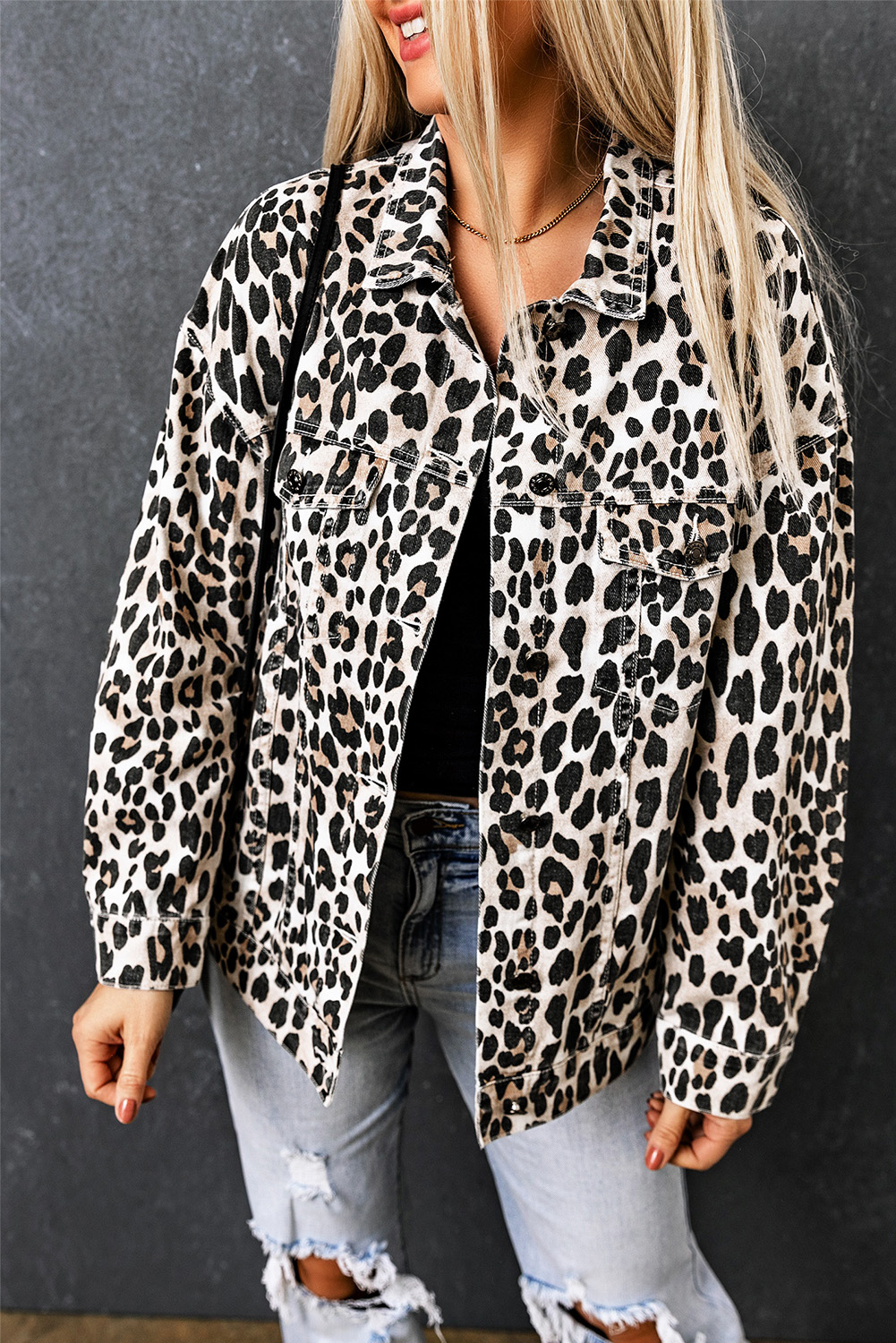 $ 23.97 - Leopard Print Button up Denim Jacket - ds.dear-lover.com